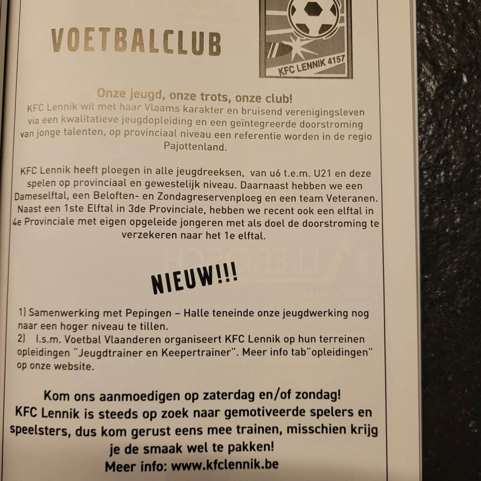 Nieuws | SKPH apprecieert de samenwerking met KFC Lennik enorm. | S.K. Pepingen-Halle